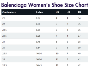 Balenciaga Shoe Size Chart for Men, Women & Kids (2025)